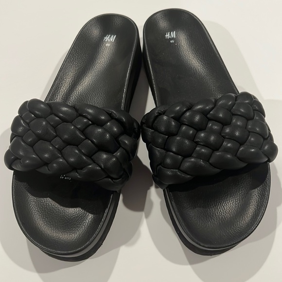 H&M | Shoes | Hm Braided Black Slides | Poshmark